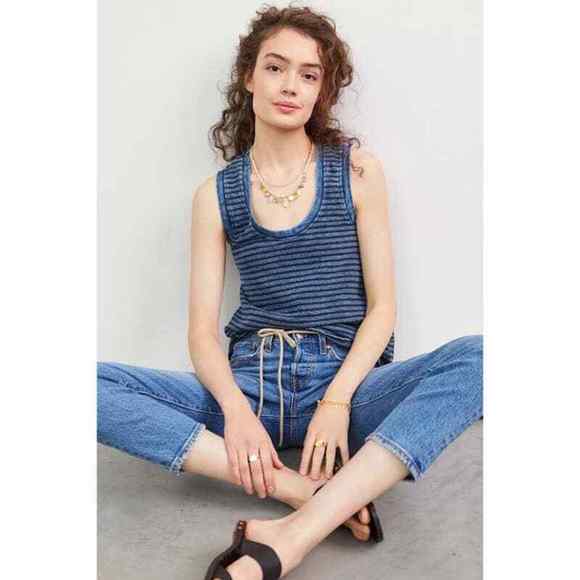 Pilcro | Tops | Pilcro Anthropologie Blue Denim Look Striped Tank Top ...